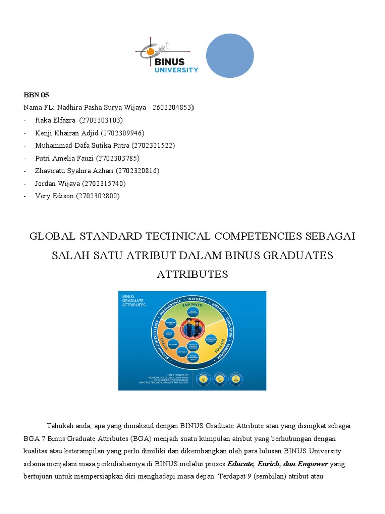 Global Standard Technical Competencies - Article - BBN05 - Nadhira Pasha Surya Wijaya | PDF