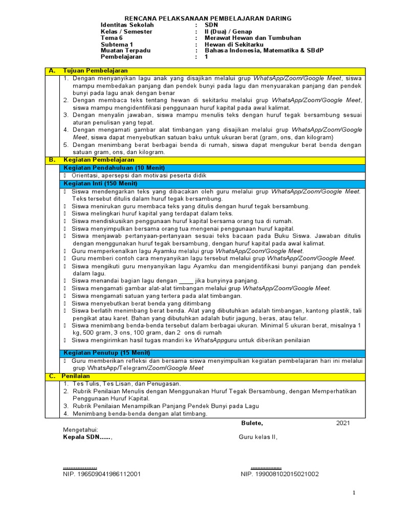 RPP Daring Kelas 2 Tema 5 | PDF | Karier & Perkembangan | Kesehatan Holistik