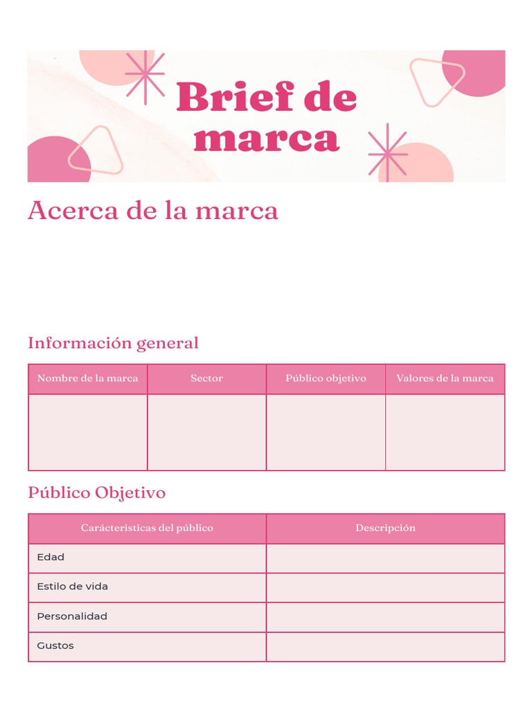 Doc brief de marca delicado femenino rosa blanco | PDF