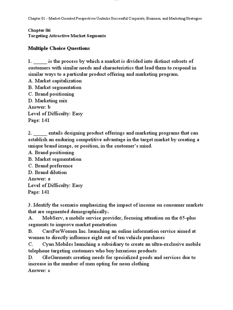 SMM Test 20 | PDF | Marketing | Market Segmentation