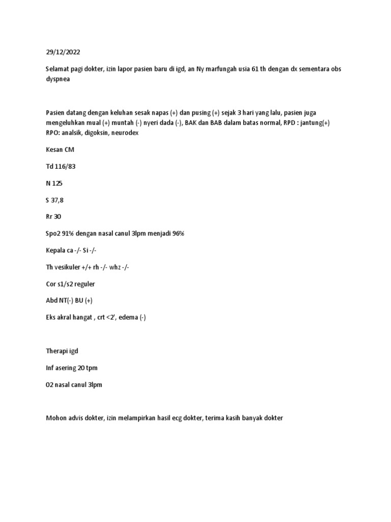 Laporan Pasien IGD: Kondisi Akral Hangat | PDF | Sains & Matematika