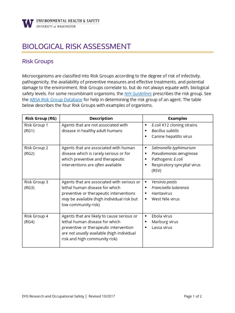 Bio Risk Assessment | PDF