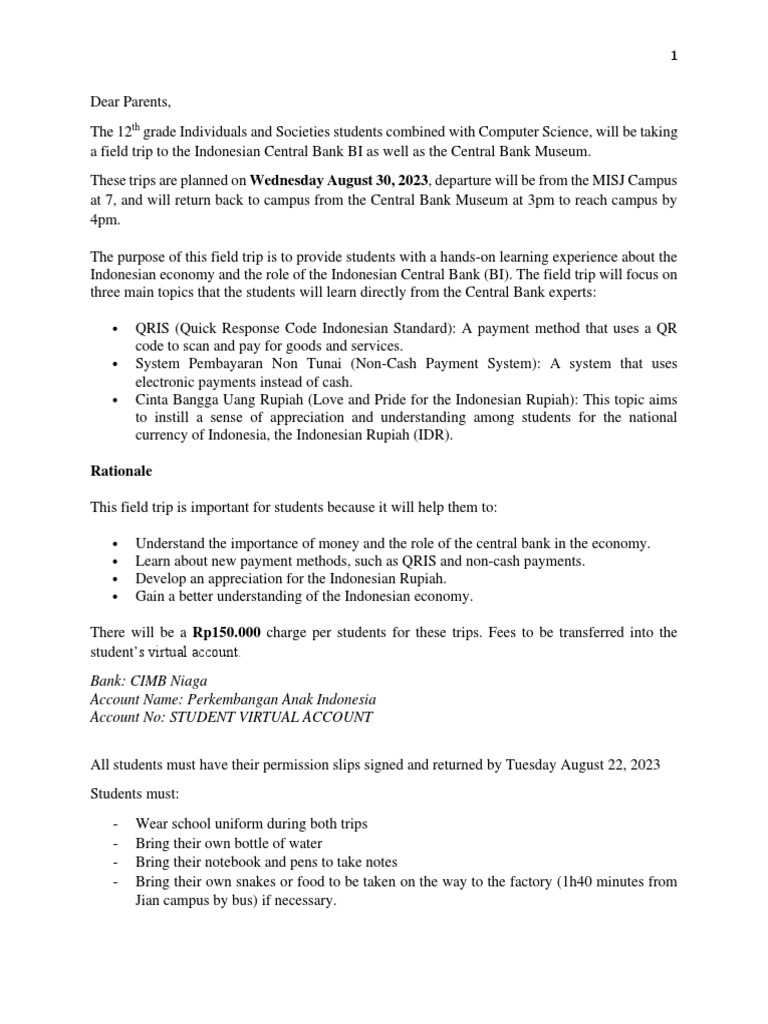 Letter and Waver To Parents - BM-GP-PSY-CS Students | PDF | Indonesian ...