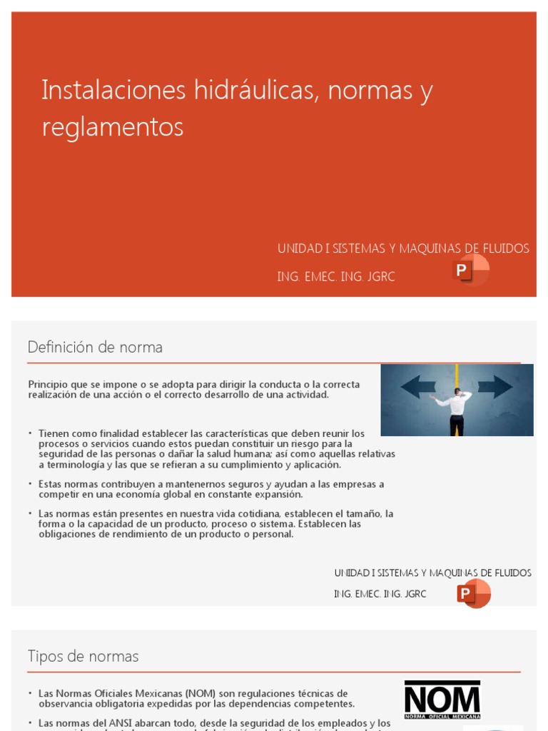 Instalaciones Hidráulicas, Normas y Reglamentos | PDF