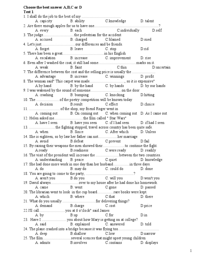 Choose The Best Answer A | PDF