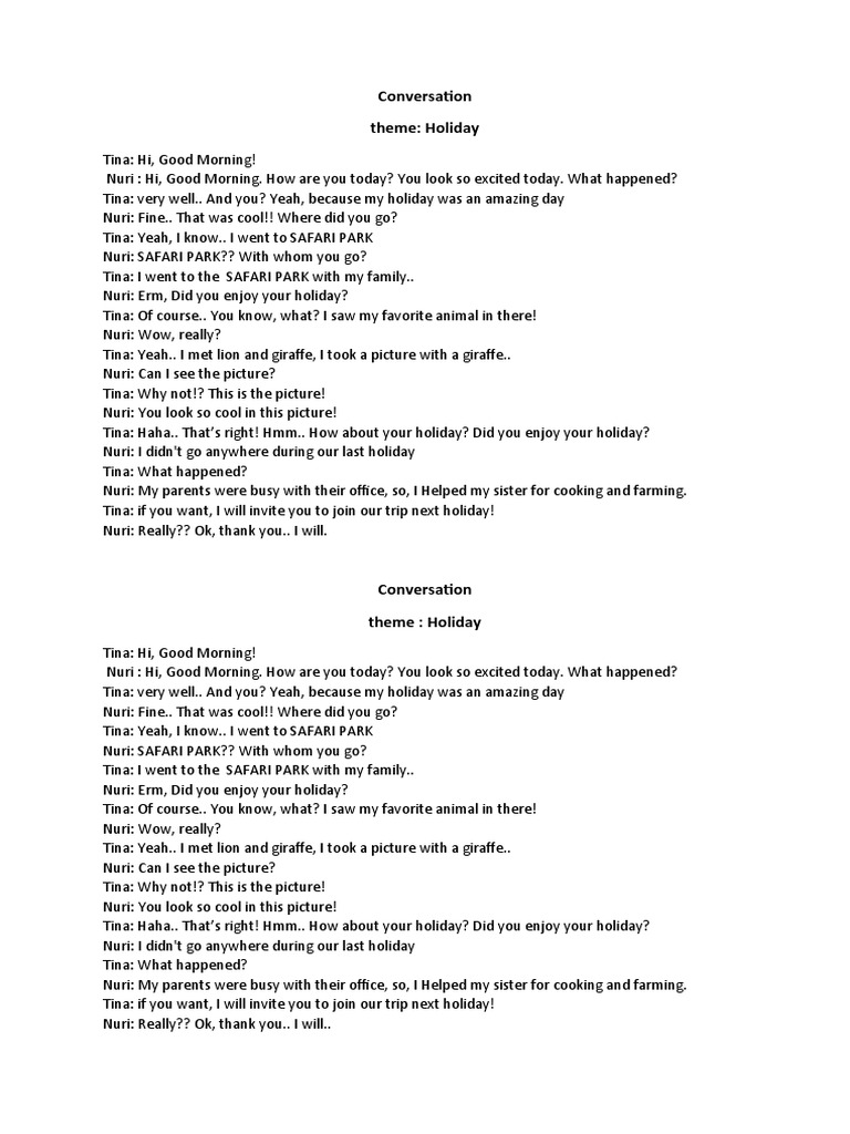 Conversation Holiday | PDF