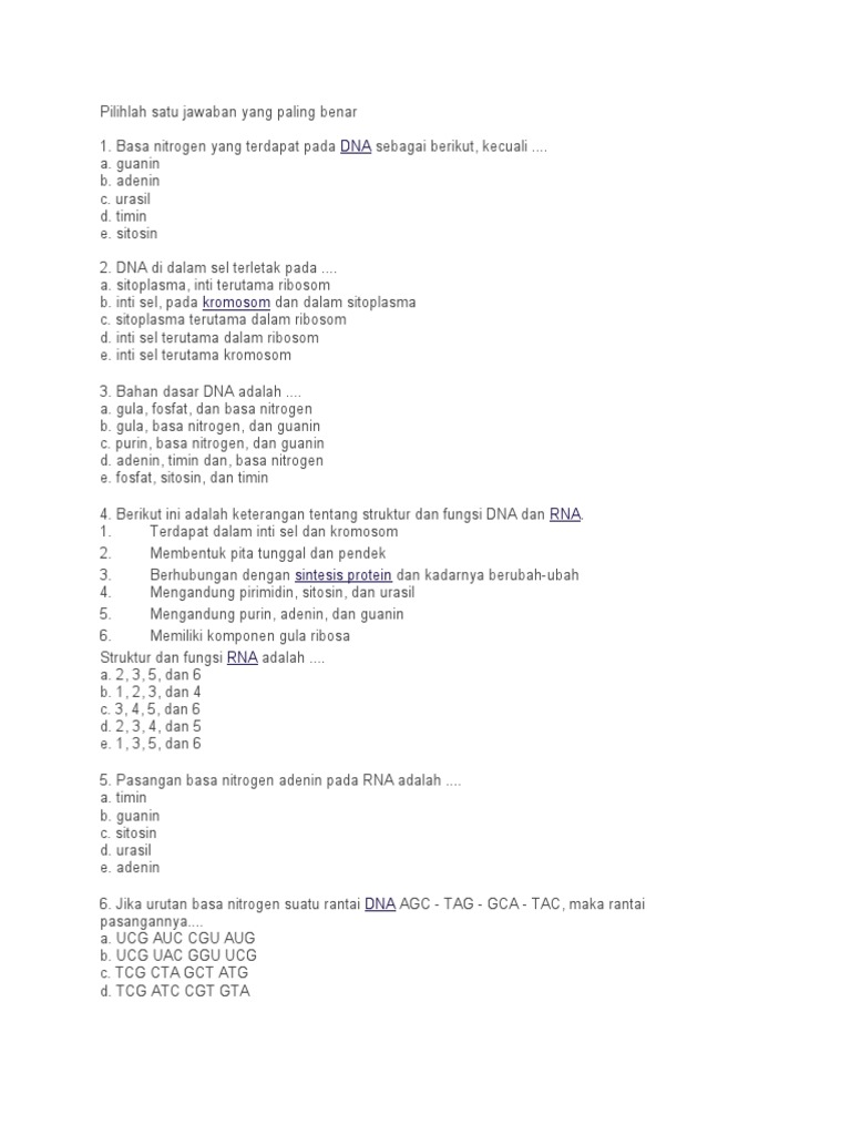 Soal Substansi Genetika | PDF