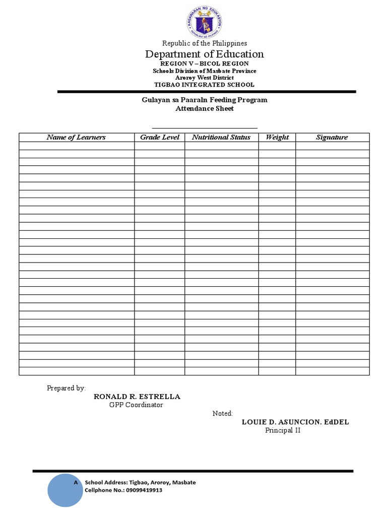 attendance for feeding | PDF
