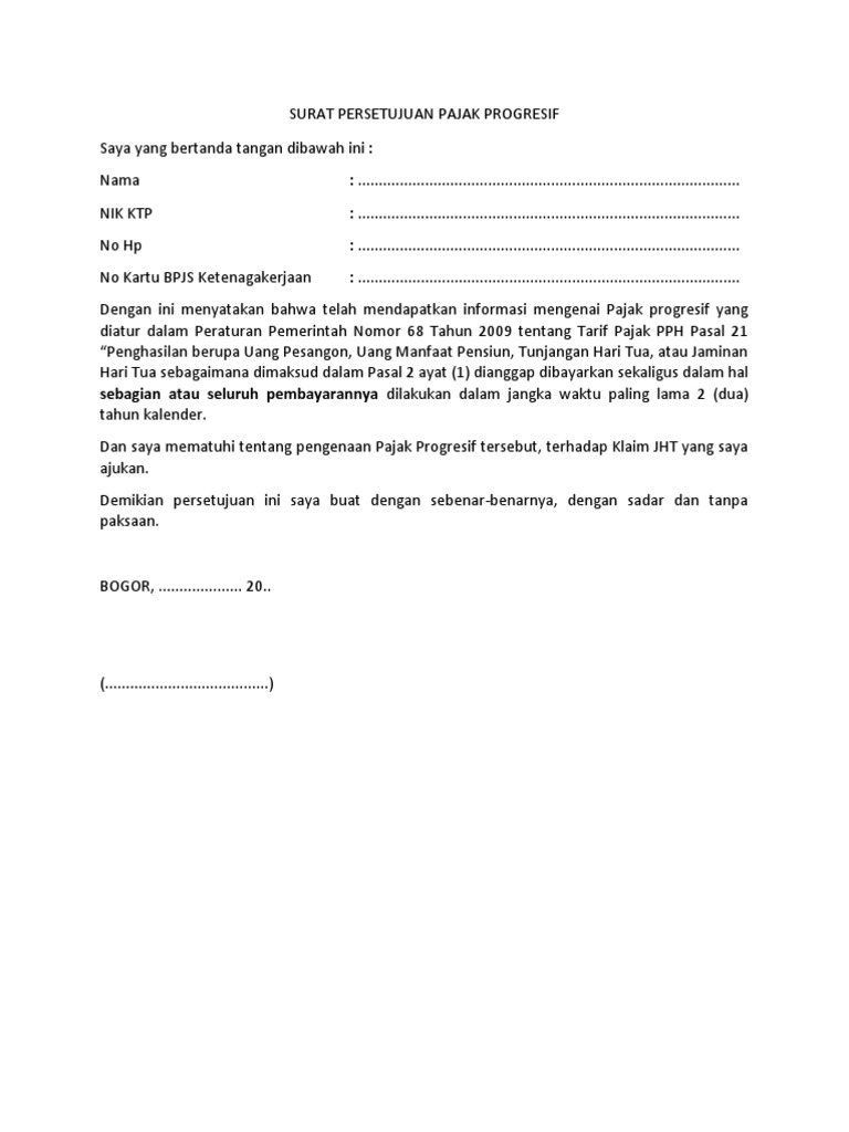Surat Persetujuan Pajak Progresif | PDF