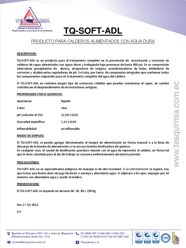 TQ Soft Adl Hoja Tecnica | PDF