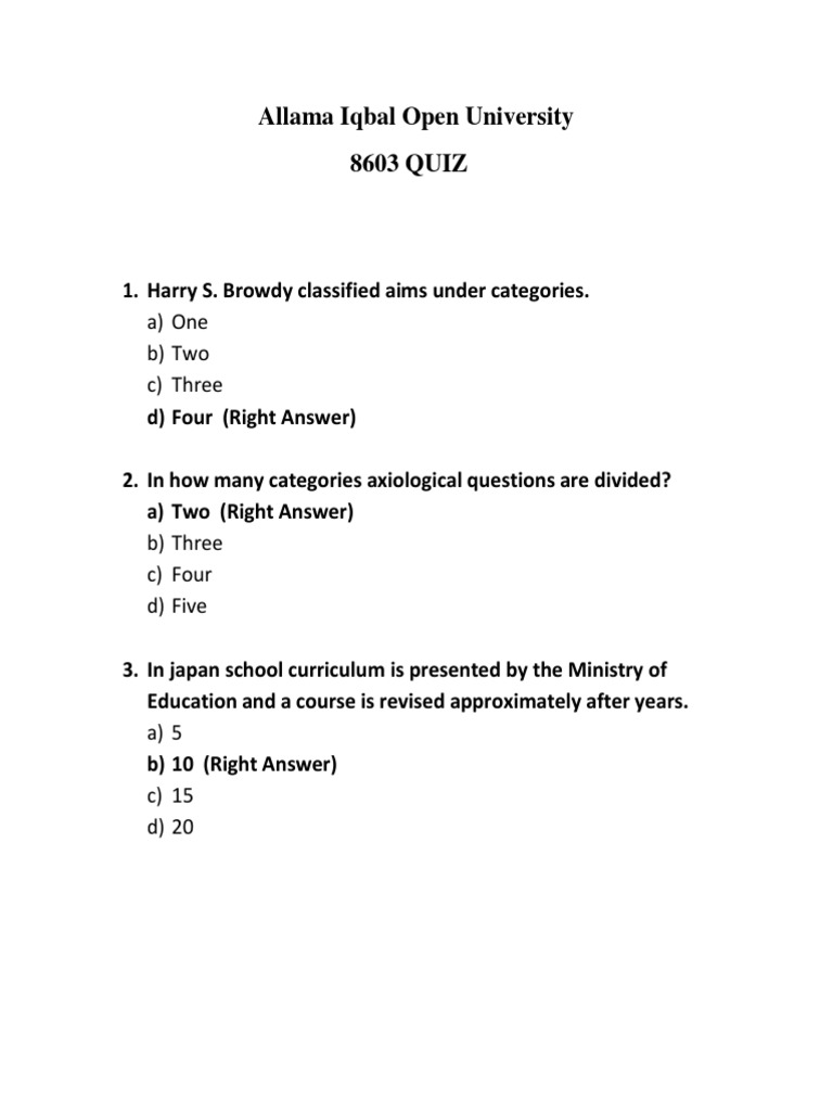 8603 Quiz Pdf