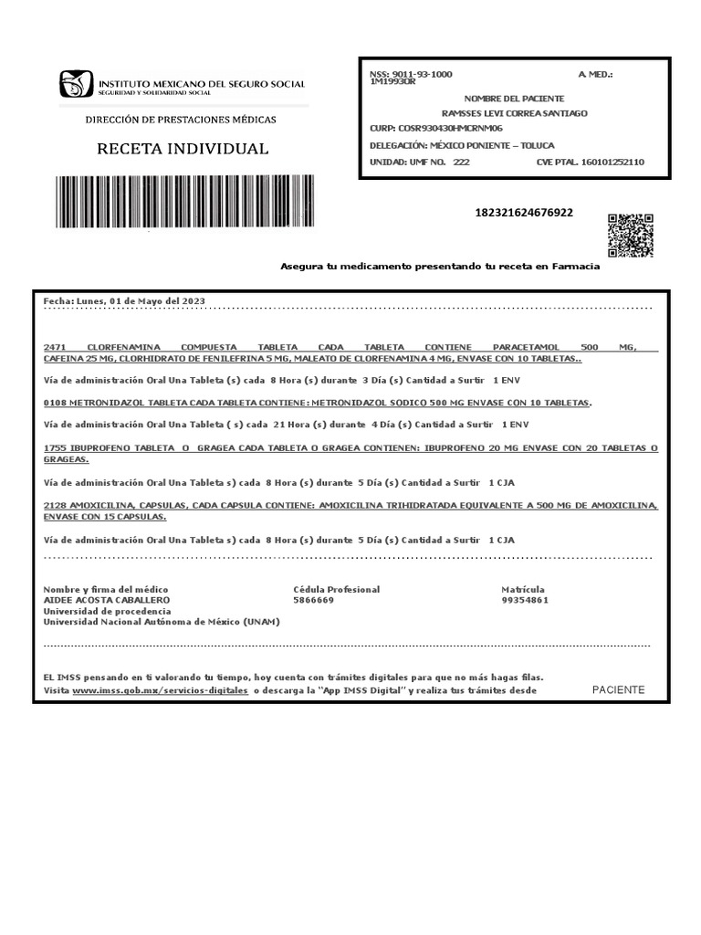 Receta Imss | PDF | Tableta (Farmacia) | Terapia