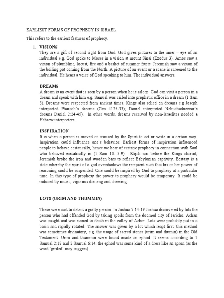 Earliest Forms of Prophecy in Israel | PDF | Prophecy | Samuel