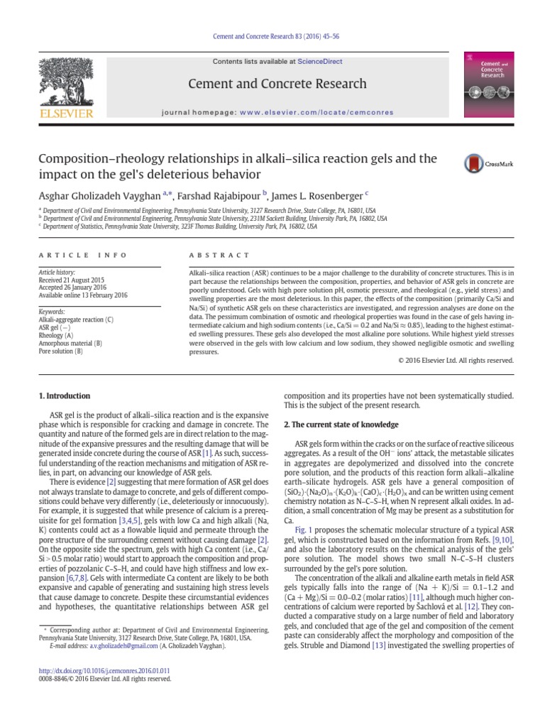 Composition-Rheology Relationships in Alkali-Silica Reaction Gels and ...