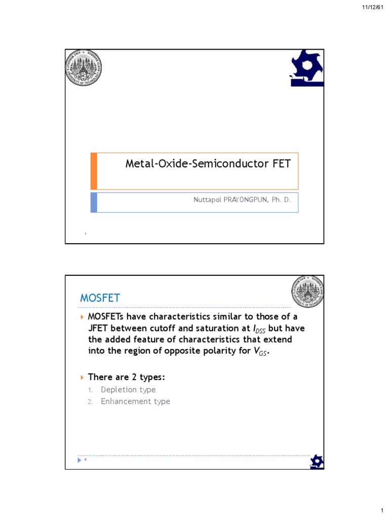 3 Mosfet Pdf Mosfet Field Effect Transistor