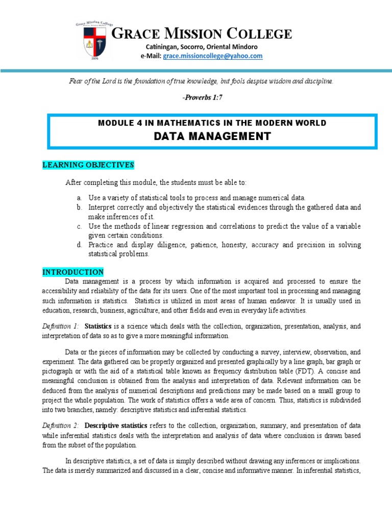 Data Management in Modern Mathematics | PDF | Science & Mathematics