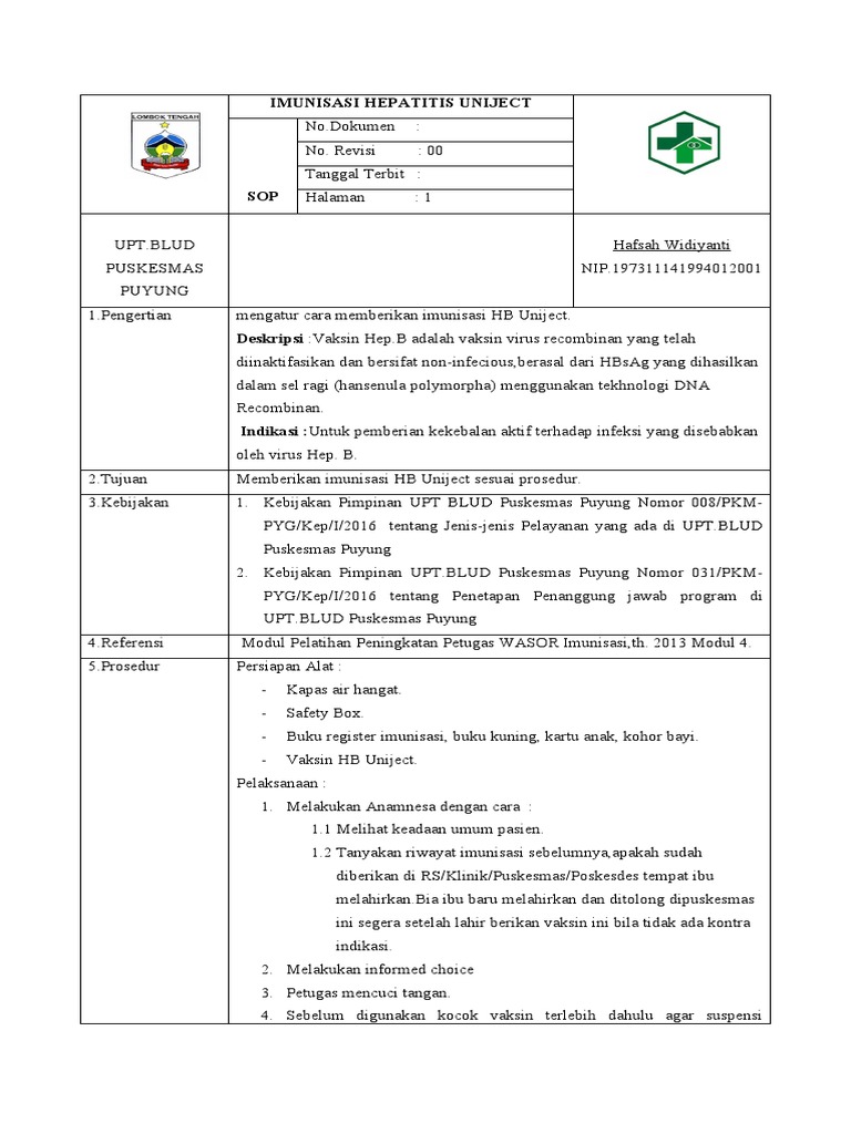 Prosedur Imunisasi HB Uniject | PDF | Sains & Matematika