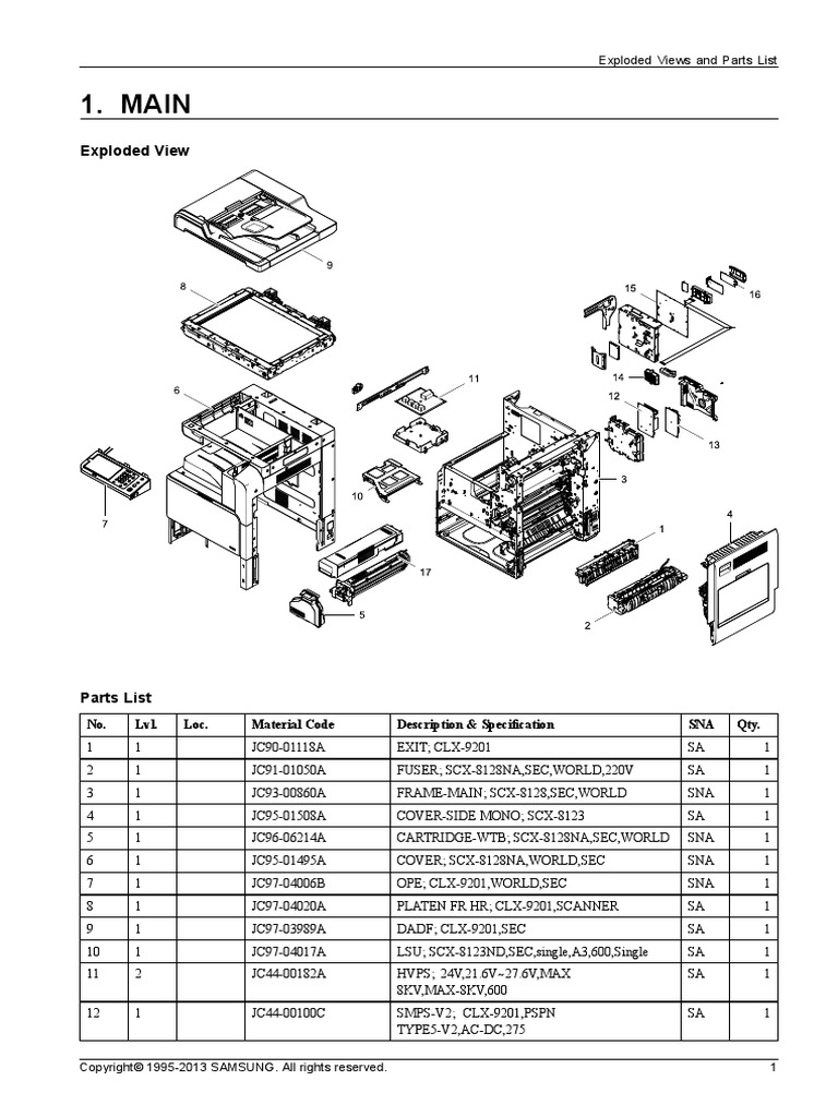 SCX-8123NA XSS Exploded View | PDF | All Rights Reserved | Copyright Law