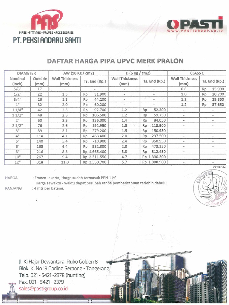 Pricelist Pralon 01 April 2022 | PDF