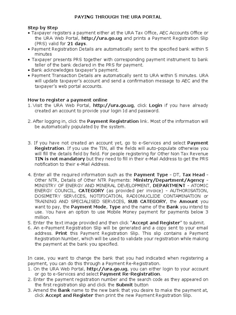 Guidelines For Payment On URA Portal | PDF | Payments | Taxpayer