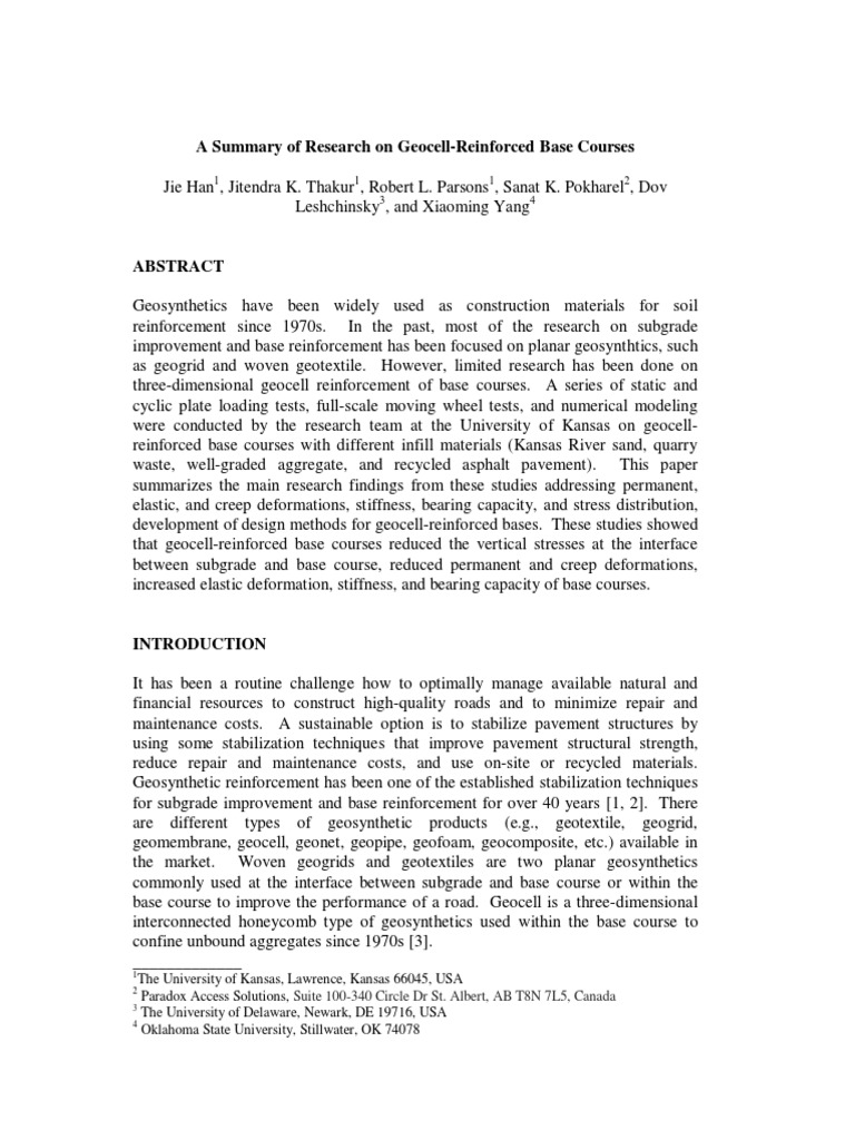 Han Et Al. 2013 A Summary of Research On Geocell-Reinforced Base ...