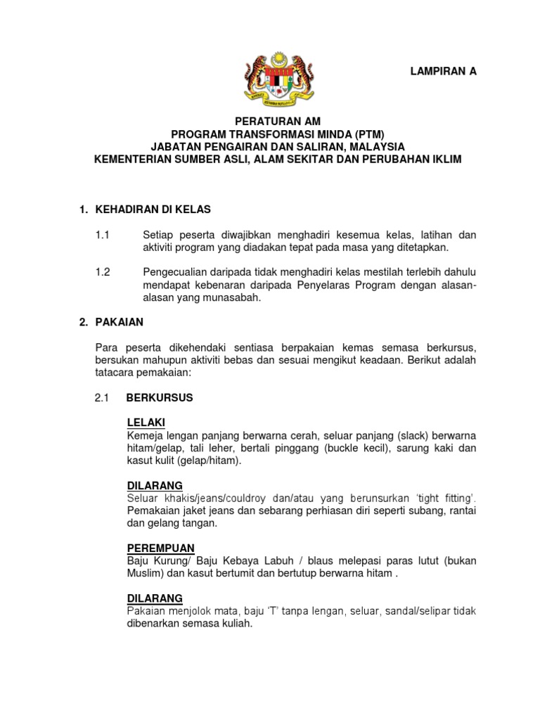 LAMPIRAN A - Peraturan Am Program | PDF