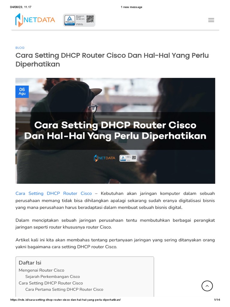 Cara Setting DHCP Router Cisco Dan Hal-Hal Yang Perlu Diperhatikan PT. Network Data Sistem | PDF