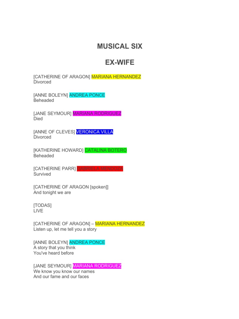 Tudor Queens: The Ex-Wives Musical | PDF