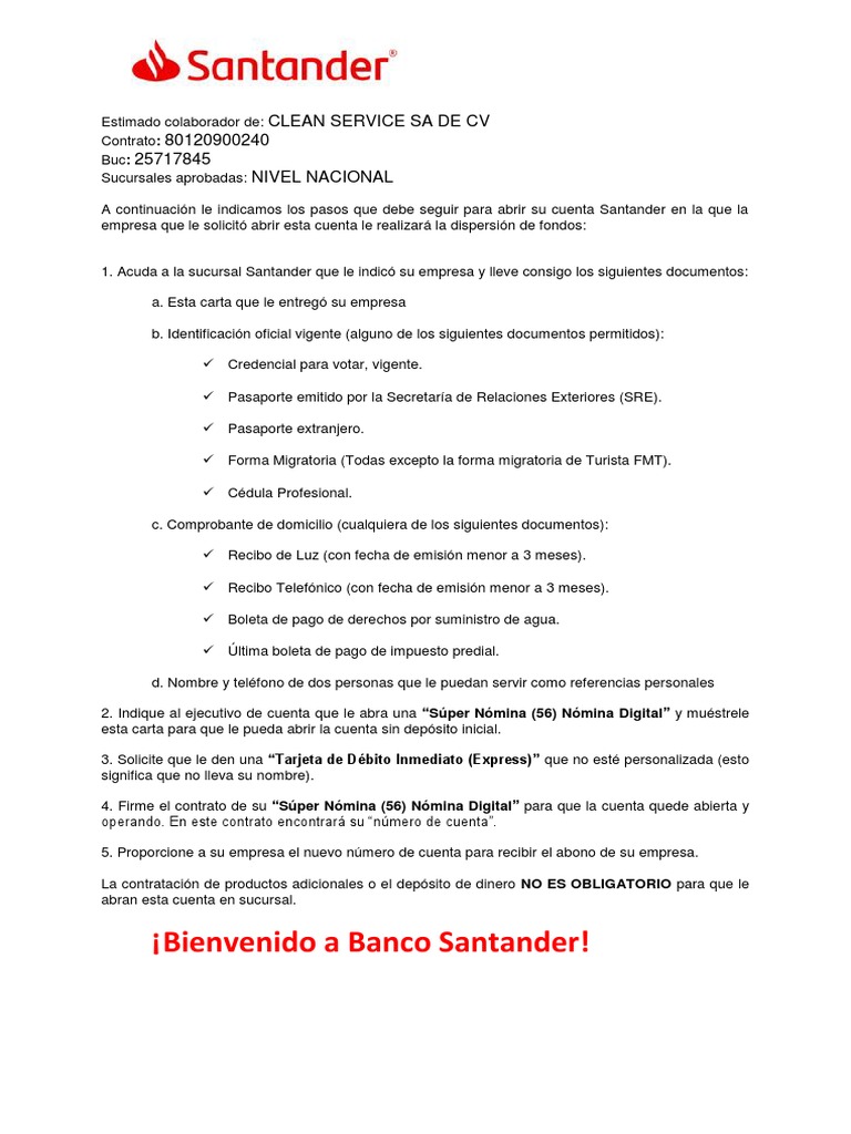 Carta Santander | PDF | Finanzas y dinero
