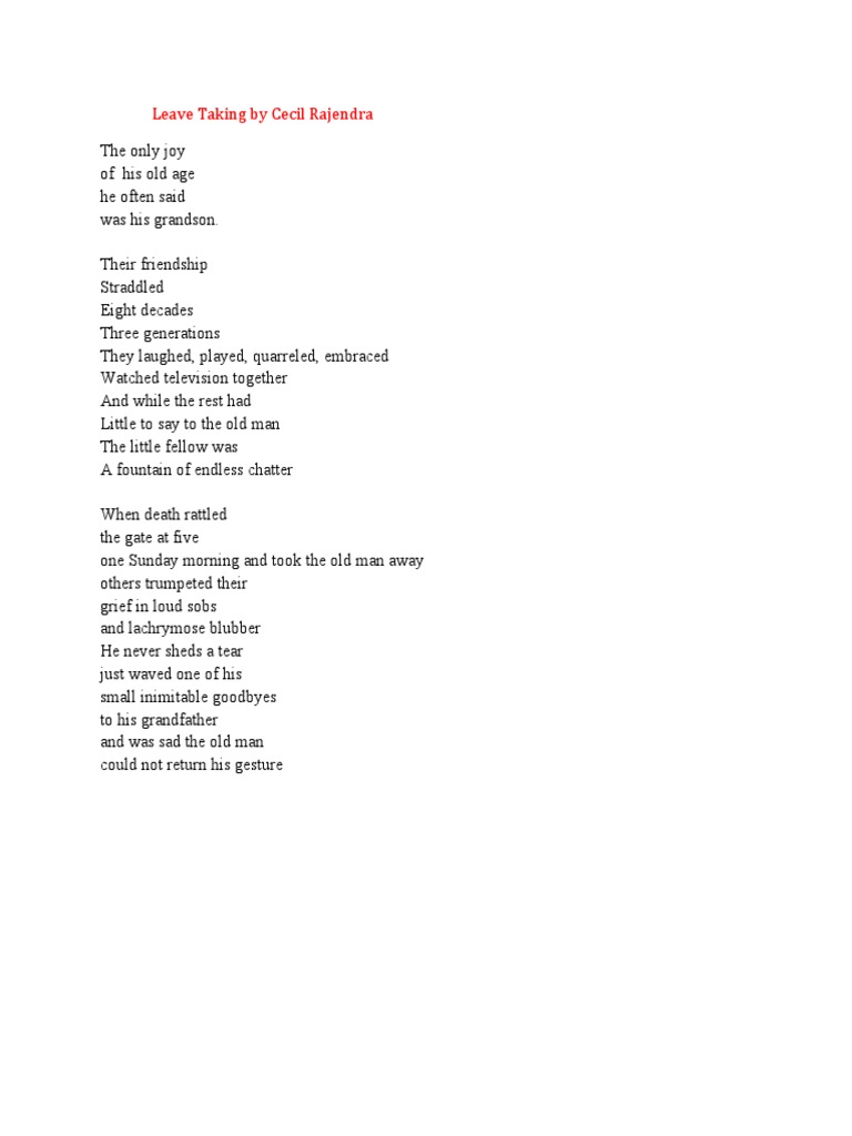 Leave Taking Poem | PDF