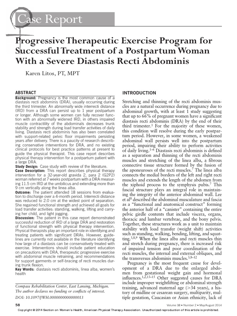 Progressive Therapeutic Exercise Program for Successful Treatment of a ...