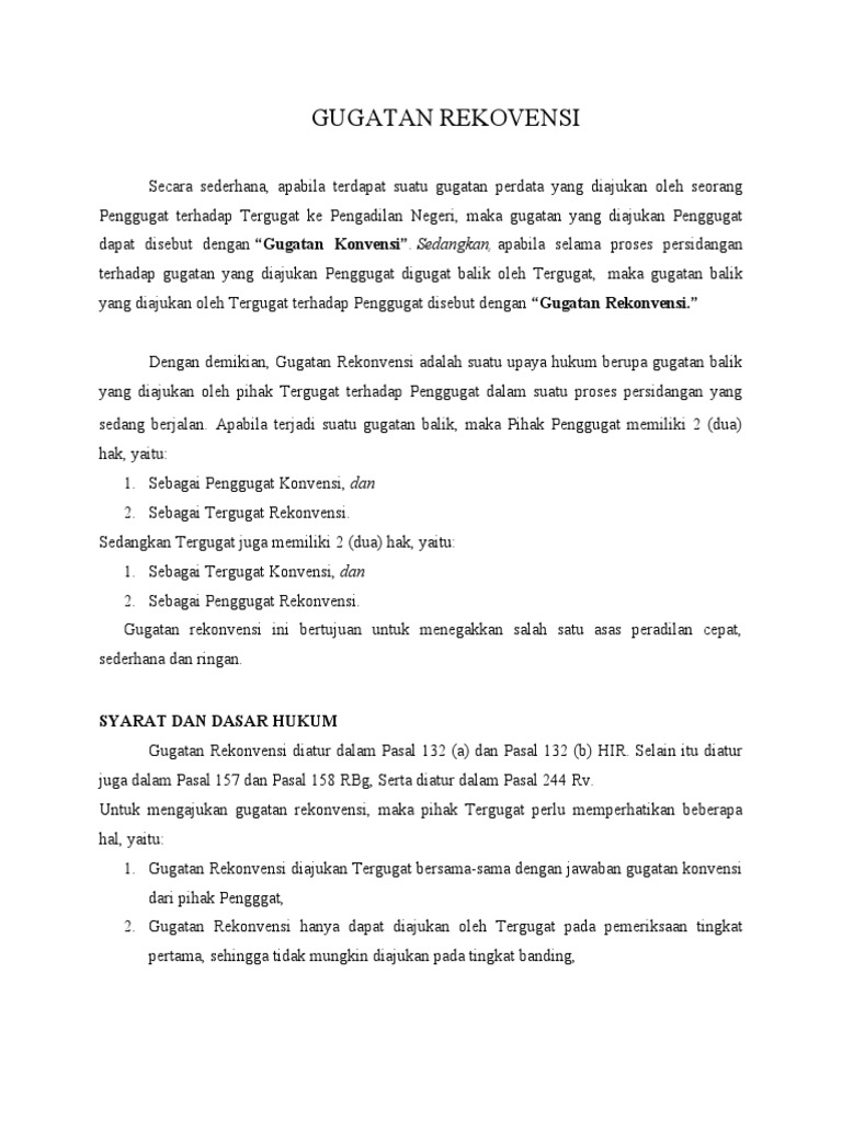 Panduan Gugatan Rekonvensi | PDF