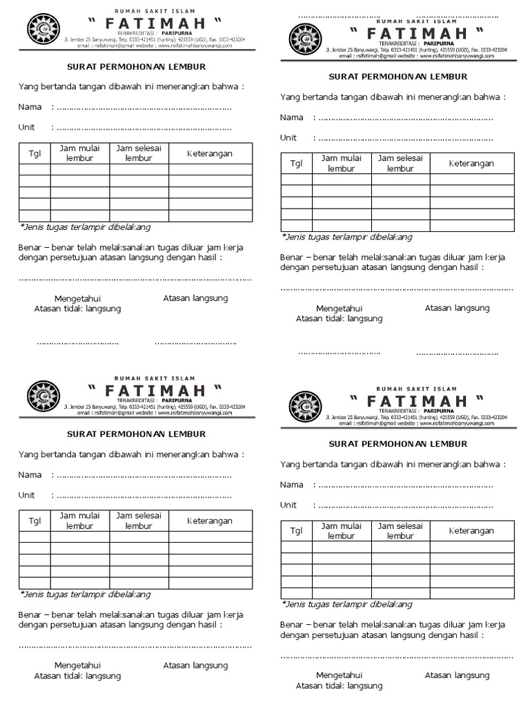 Surat Permohonan Lembur | PDF