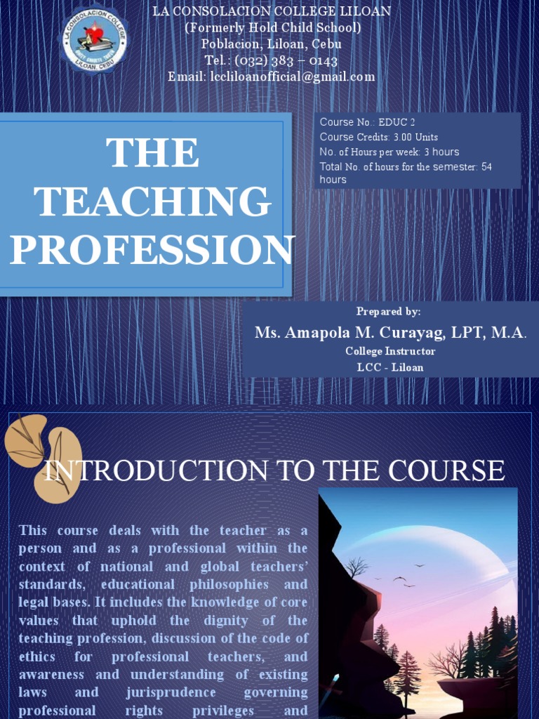 THE TEACHING PROFESSION Introduction | PDF