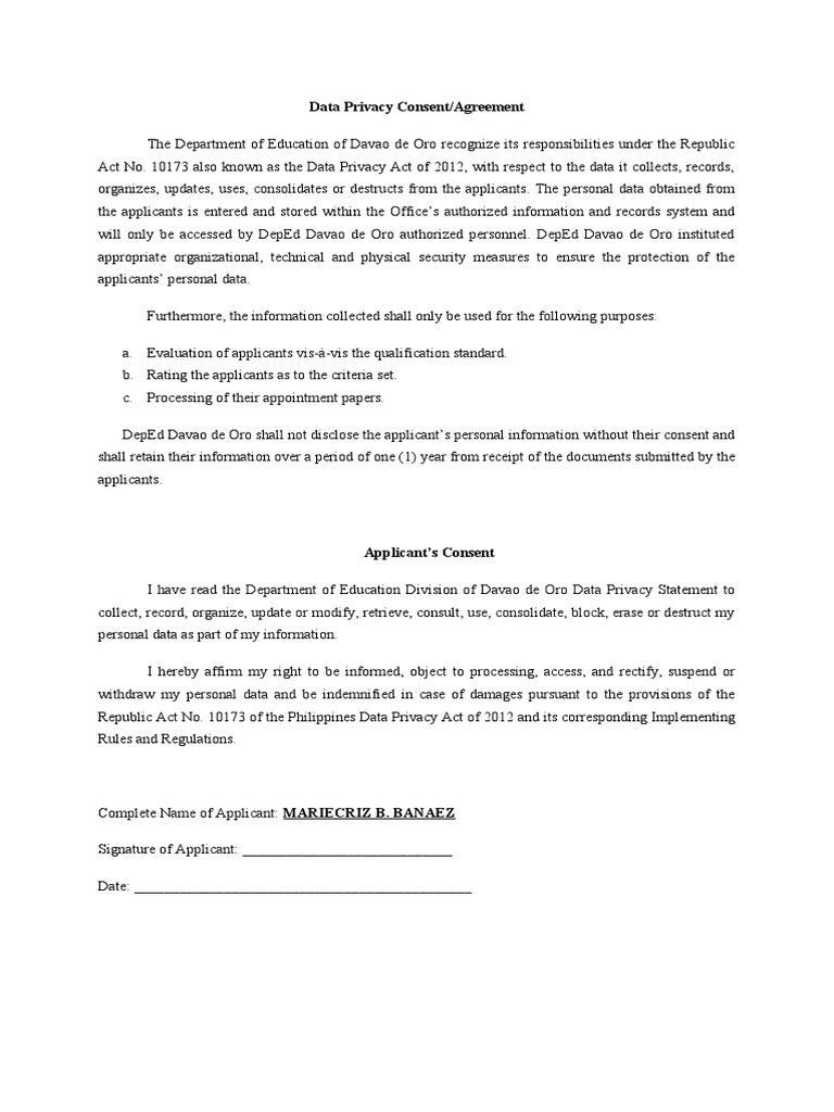 Data Privacy ConsentAgreement | PDF