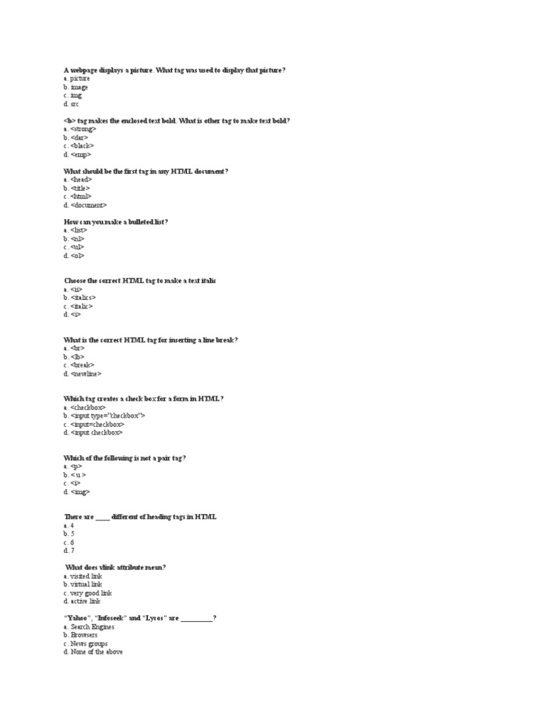 HTML Mcqs | PDF