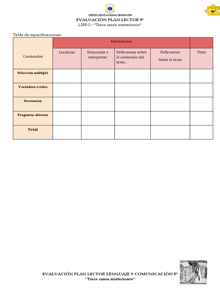 5° EVALUACIÓN PLAN LECTOR - 13 Casos | PDF