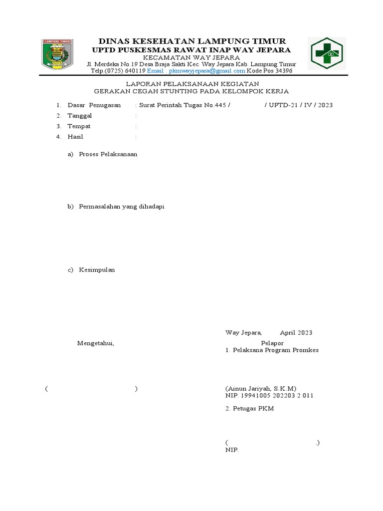 LPT Cegah Stunting Kel - Kerja 10 Lembar | PDF