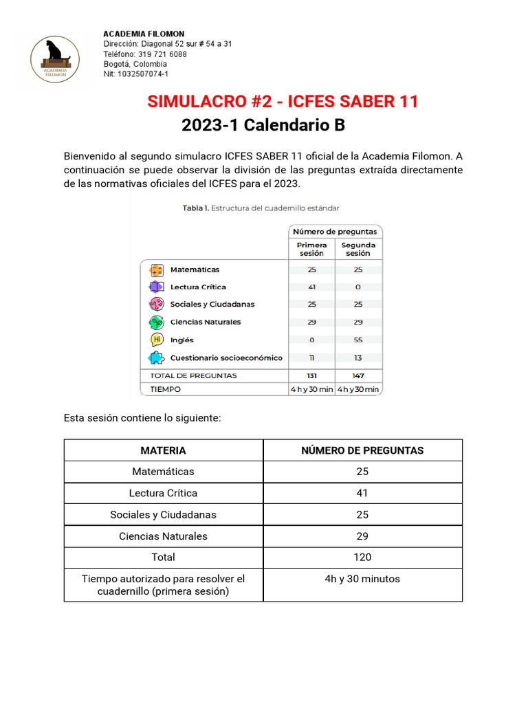 ICFES 2023 - 1 #2 Primera Sesión | PDF