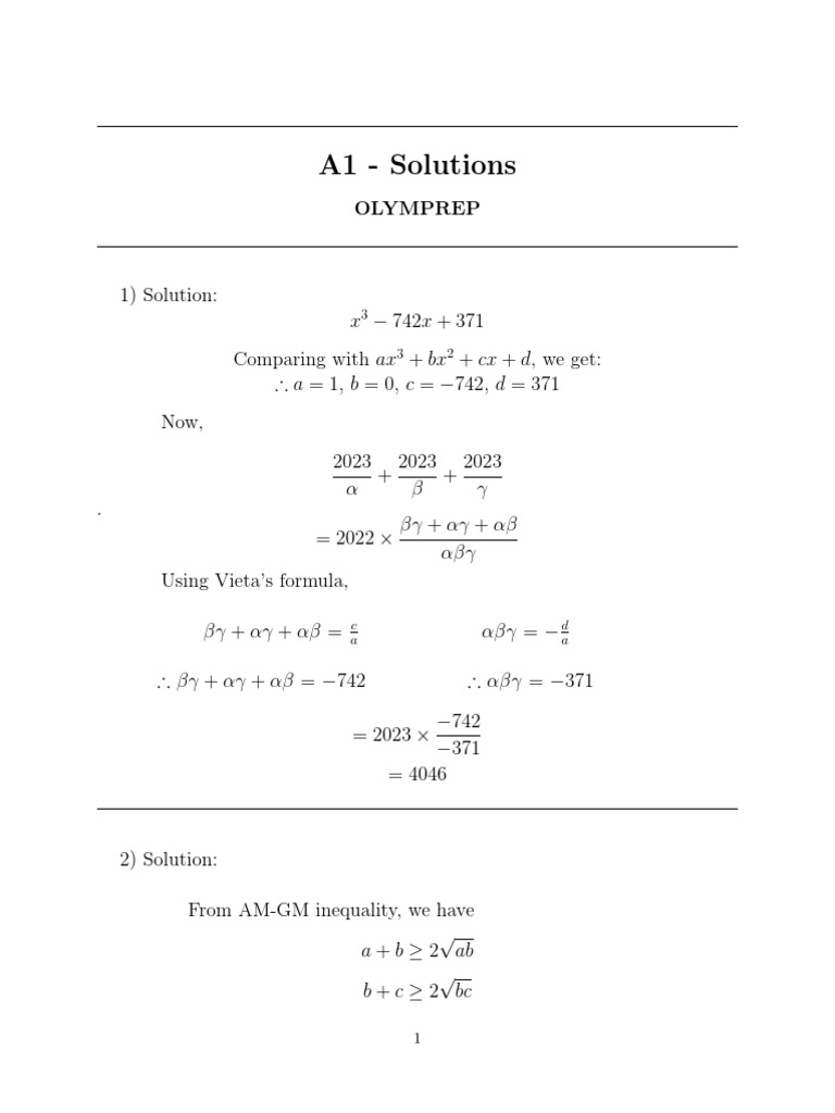 A1 Math Solutions Overview | PDF