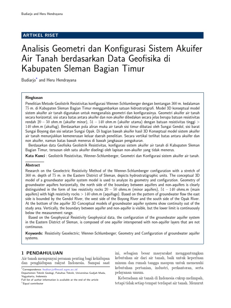 Analisis Geometri Dan Konfigurasi Sistem Akuifer Air Tanah Berdasarkan ...