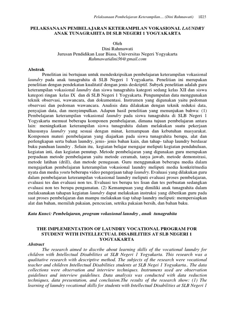 Vokasional Laundry | PDF