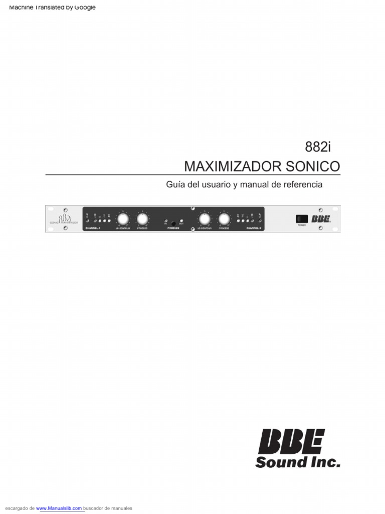 Manual Bbe Sonic - Maximizer - 882i. | PDF