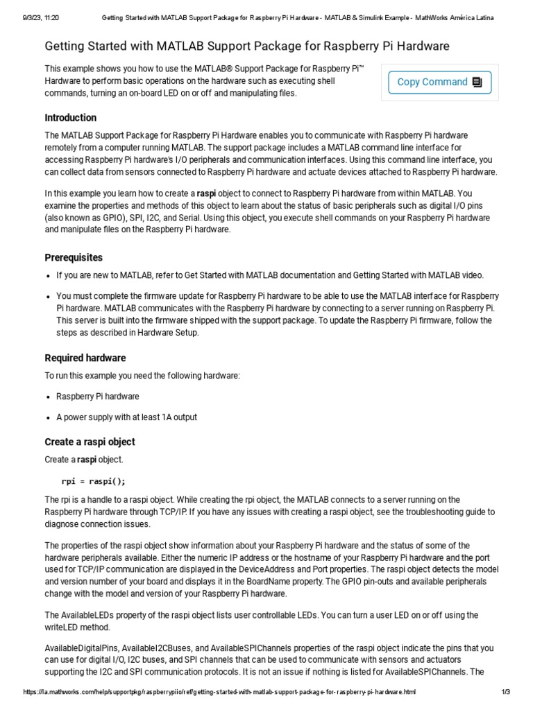 Getting Started With MATLAB Support Package for Raspberry Pi Hardware - MATLAB & Simulink ...