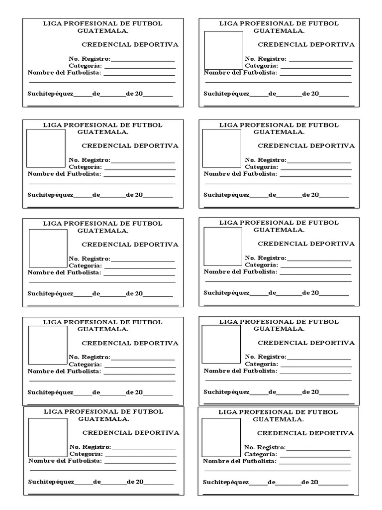 Credencial Deportiva para Futbolistas | PDF