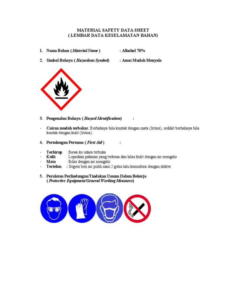 Msds Alkohol 70% | PDF