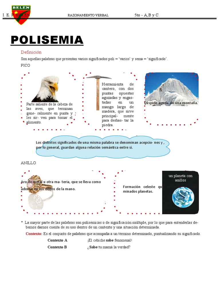 Ficha Practica de Polisemia | PDF