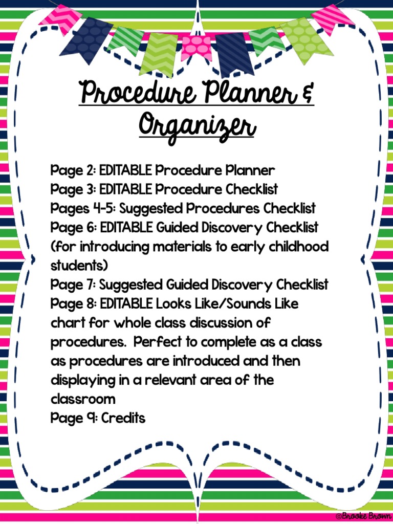 Editable Classroom Procedure Planner | PDF