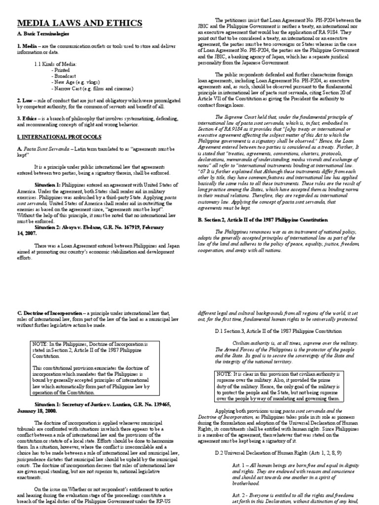 Media Laws and Ethics Reviewer | PDF | International Law | Human Rights