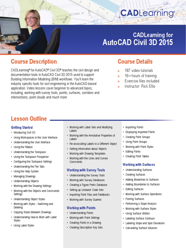 CADLearning For AutoCAD Civil 3D 2015 Course Outline | PDF | 3 D ...